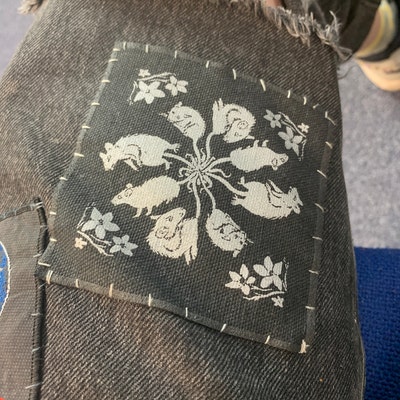 Rat King Silver Screen Print Fabric Patch 8x8cm Goth, Rat Lover Gift ...