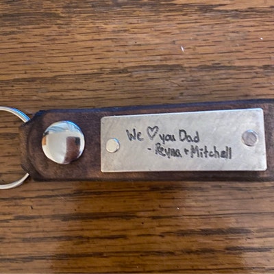 Your Handwriting Custom Leather Snap Keychain Personalized Leather Key ...