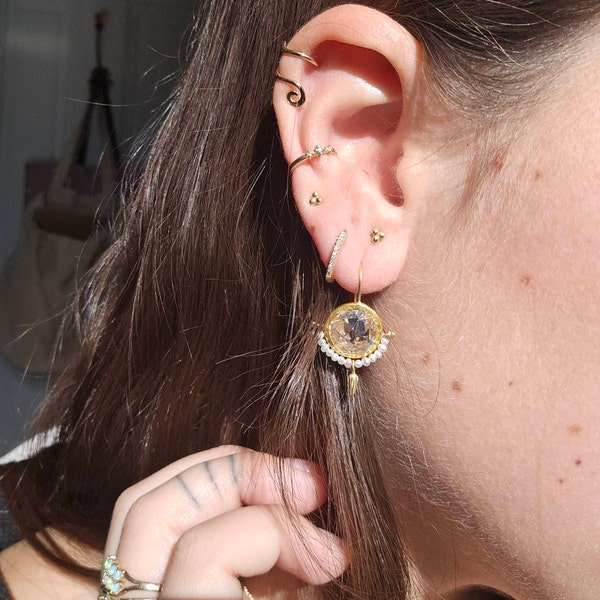 14K Gold Diamond Ear Cuff, Three Diamond, Non-piercing, Ear Wrap, Gold ...