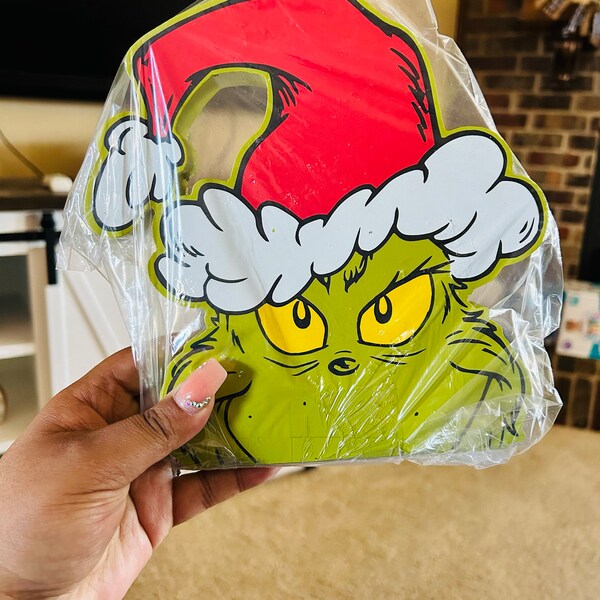 GRINCH Sign Christmas Home Decor Tabletop Mantle 8peeking Face Ornament ...