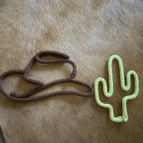 Knitted Wire Cowboy Hat Trio: Cactus, Boot, Hat - Western Decor - Etsy