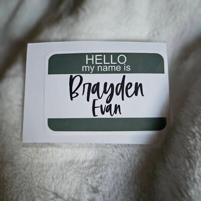 Hello, My Name is Personalized, Modern Baby Name Tag Sticker - Etsy