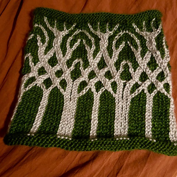 Cowl Knitting Pattern--lord of the Rings Inspired Cable Colorwork With ...