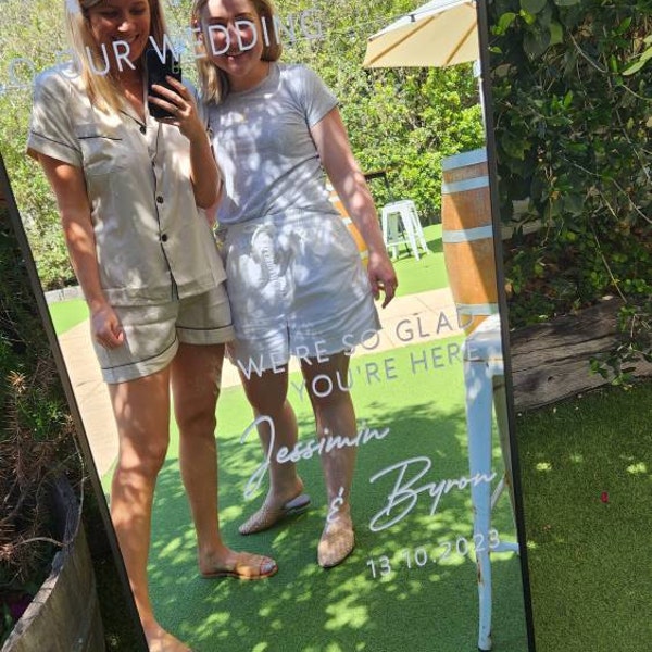 Selfie Mirror Sign Personalised Wedding Welcome Decal Welcome to Our ...