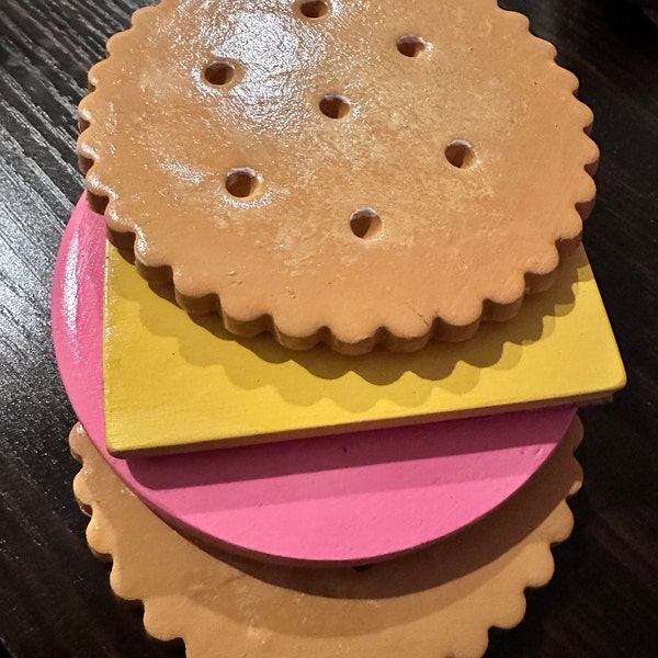 Cracker and Cheese Coaster Set, Handmade Fun Coasters for Home Decor - Etsy