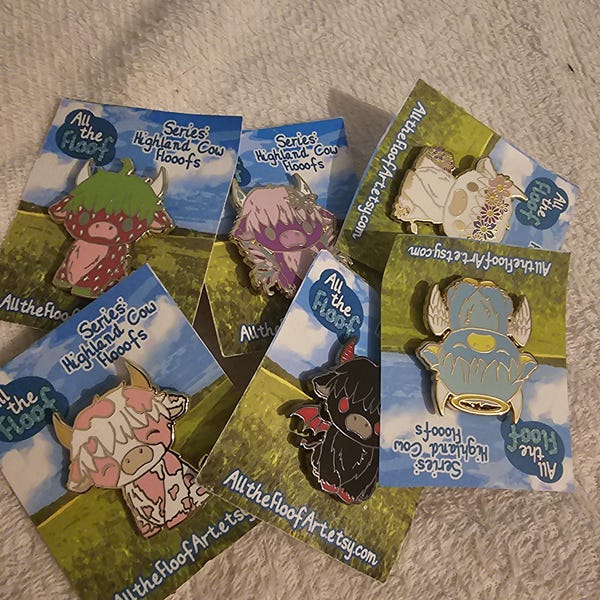 Highland Cow Hard Enamel Pins - Cow Pins - Themed Highland Cow Pins ...