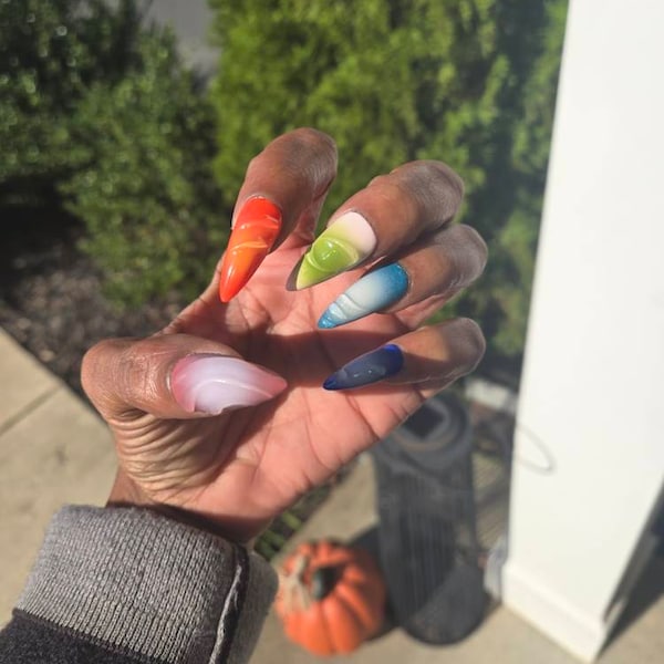 CARAMEL BLOB Press on Nails Apres Gel X Press on Nails 3D Gel Nails ...