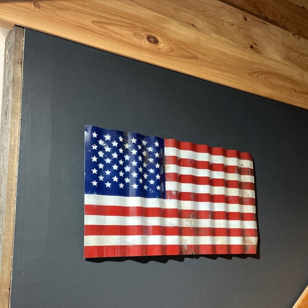 Corrugated Metal Flag, Rustic American Flag, Barn Metal, Rustic Decor ...