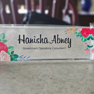 Personalized Desk Name Plate for Office Desk Printed on Acrylic Glass ...