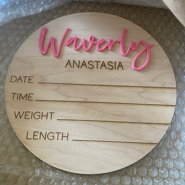 Round Baby Birth Stats & Footprint Sign, Hospital Footprint Sign for ...