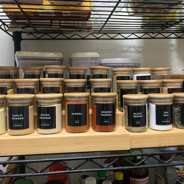 Bamboo Spice Jars, Spice Jars, Wooden Lid Spice Jars, Glass Spice Jars ...