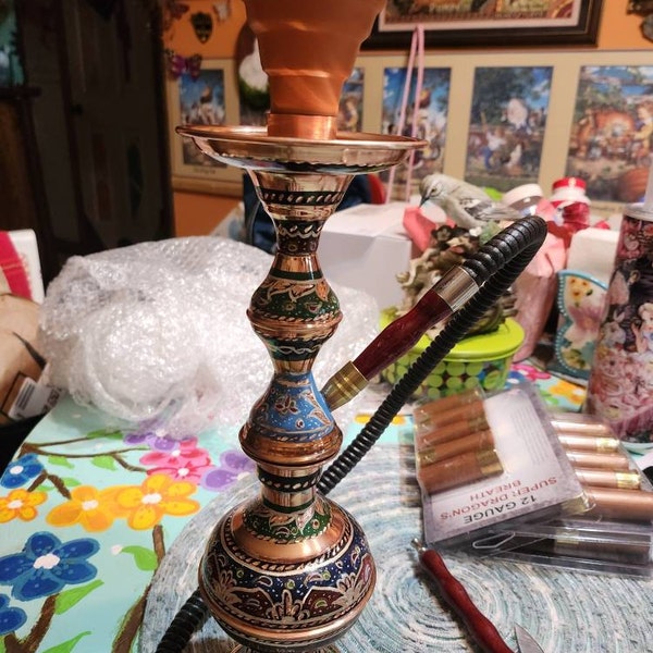 Burned Design LARGE Original Copper Hookah Set, Unique Handmade Turkish ...