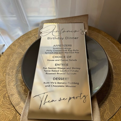Standing Luxury Wedding Menu, Table Mirror Acrylic Engraved Menus With ...