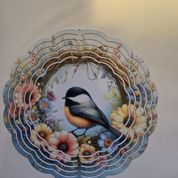 Chickadee Sublimation Design | Colorful Wind Spinner Template | Garden ...