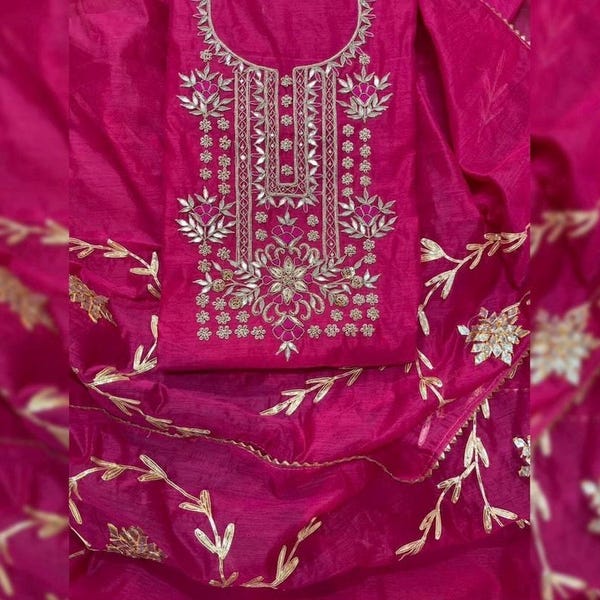 Red Saree | Indian Rajasthani Chunri Bandhej Saree | Hand Gotta Patti ...