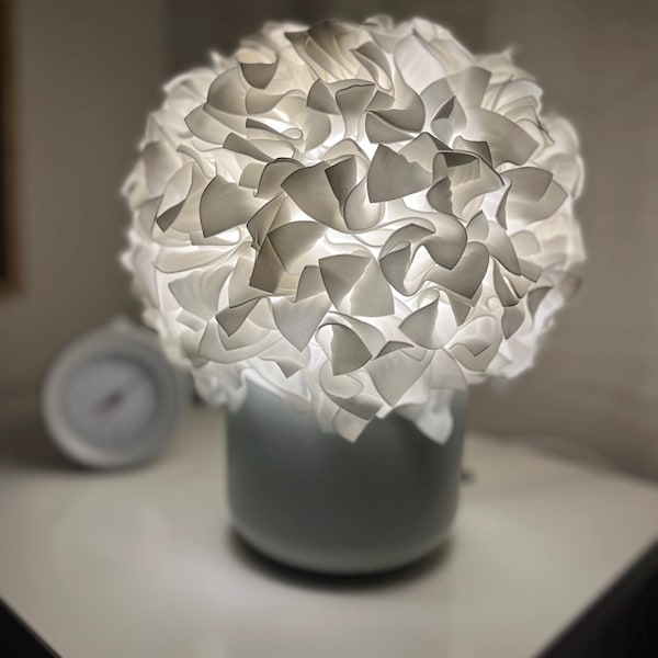 Art Deco Hydrangea Table Lamp Purple Floral Night Light for Home Decor ...