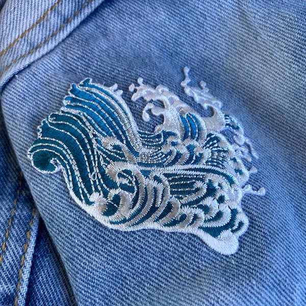 Ocean Wave, Sea Wave Patch, Cool Patch, Embroidered Iron-on Patch ...