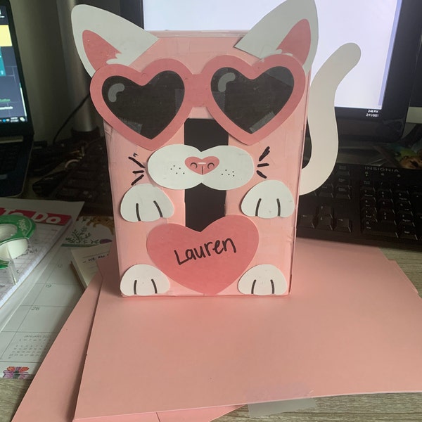 Cat Valentine Bag or Box Printable Decor Kit 3D Snout, Paws, Tail ...