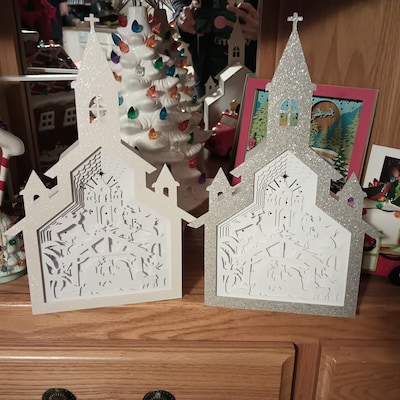 Pack 3 Nativity Scene Church Shadow Box PDF, SVG Light Box for Create ...