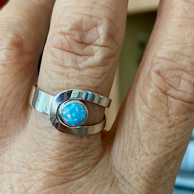 Spinner Ring, Ethiopian Opal Ring, Fidget Ring, Meditation Ring, Silver ...