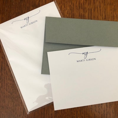 Complete Personalized Stationery Set EXQUISITE SCRIPT MONOGRAM Custom ...