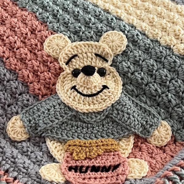 Handmade Crocheted Winnie the Pooh Baby Blanket: Muted Nursery Decor ...