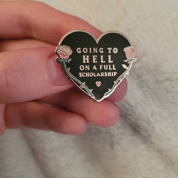 Going to Hell on a Full Scholarship Enamel Pin // Spoopy Halloween ...
