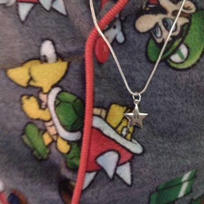 Medium Sterling Silver Super Mario Bros. Super Star Pendant Necklace on ...