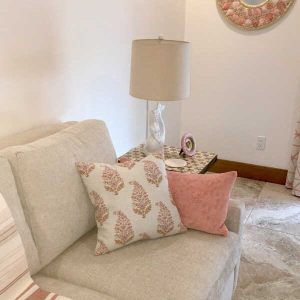 Designer Katie Leede Mughal Gardens Pillow in Melon and Tumeric ... Designer Katie Leede Mughal Gardens Pillow in Melon and Tumeric ...