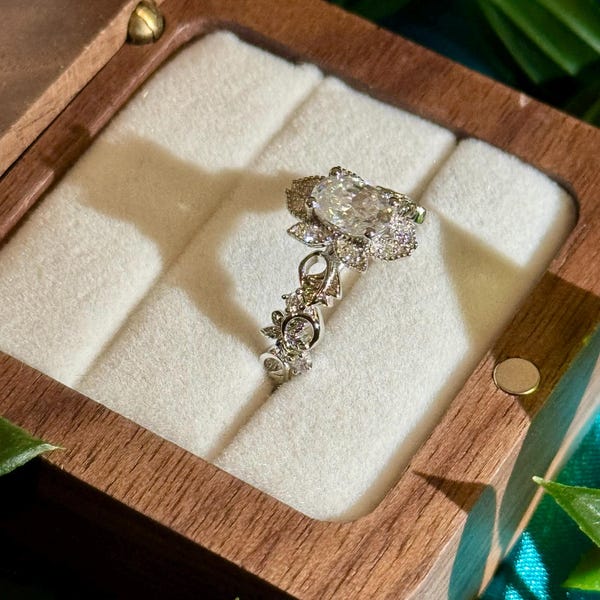 Cottagecore Leaf Solid Gold Couple Ring ,organic 14K Gold Floral ...