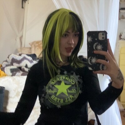 Ice Blue Mullet Wig With Bangs, Light Blue Irregular Length Wig, Men's ...