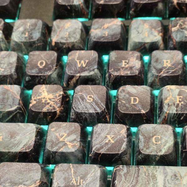 Green Marble Keycaps | 109 Cherry or XDA Profile Keys for Mechanical ...