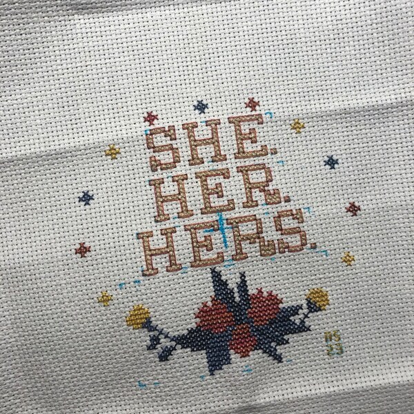 Pronouns (she), Modern Cross Stitch Pattern *PDF Only - Etsy
