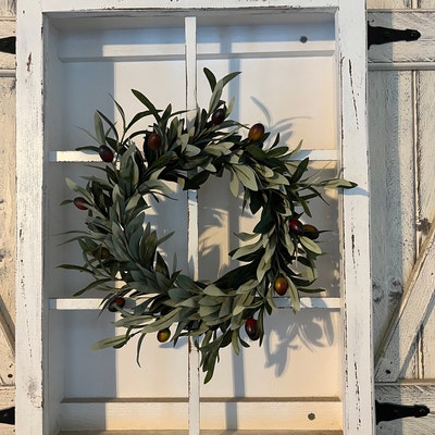 Olive Leaf Wreath, Olive Wedding Wreath, Farmhouse Olive Decor, Olive ...