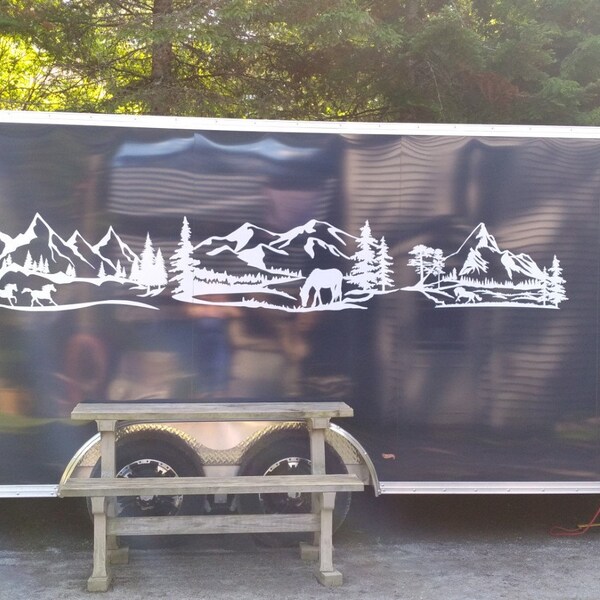 Horse Mountain Scene Vinyl Sticker - Camper RV Travel Trailer Graphics ...