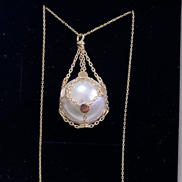 14K Gold Pearl Necklace | White Pearl Pendant Jewelry | Gift for Women ...