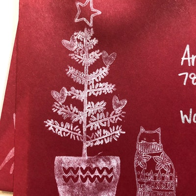 Naive Christmas Tree in Pot With Hearts 4 Piece Stamp Set - Etsy