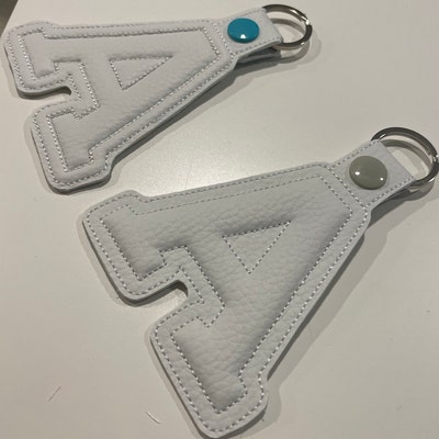 Puffy Puff Relief 3D Key Fob Snap Tab Monogram A-Z and Numbers 0-9 in ...