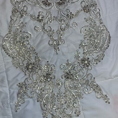 Designer Bodice Rhinestone Applique, Beaded Wedding,evening, Engagement ...