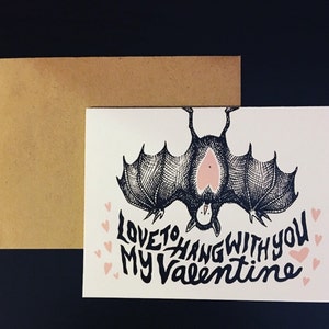 Cute Bat Valentine's Day Card - Etsy