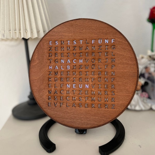 Wort-Uhr "smart" mehr farbige LEDs mit WiFi / Wordclock (Teak) - Etsy.de