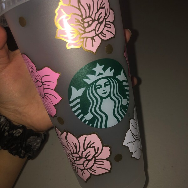 Hibiscus Custom Hibiscus 24oz Cold Cup, Flower Cup, Floral Cup ...