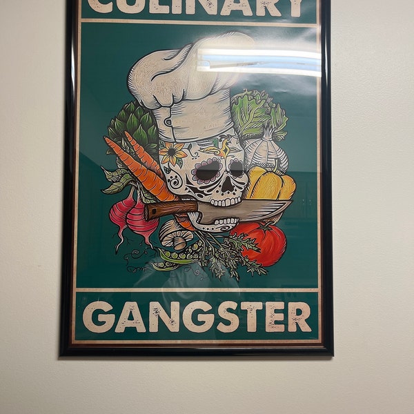 Chef Skull Art Print, Culinary Gangster, Kitchen Wall Hanging, Kitchen ...