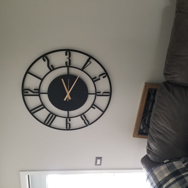 Unique Latin Numeral Compass Metal Wall Clock, Extra Large Modern ...