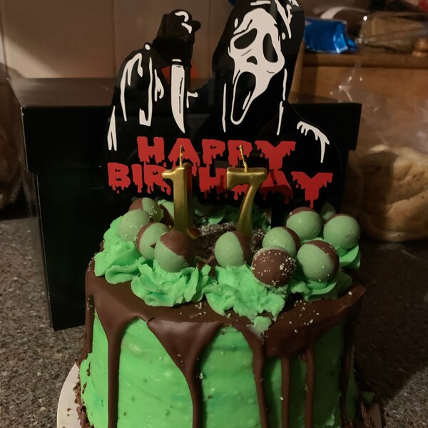 Scream Inspired Ghostface Happy Birthday Cake Topper - Etsy UK