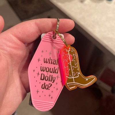 Cowgirl Boot Keychain Rodeo Hot Pink Neon Key Ring Cute Keychain ...