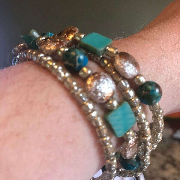 Silver Memory Wire Bracelet, Silver Wrap Bracelet, Silver Wire Bracelet ...