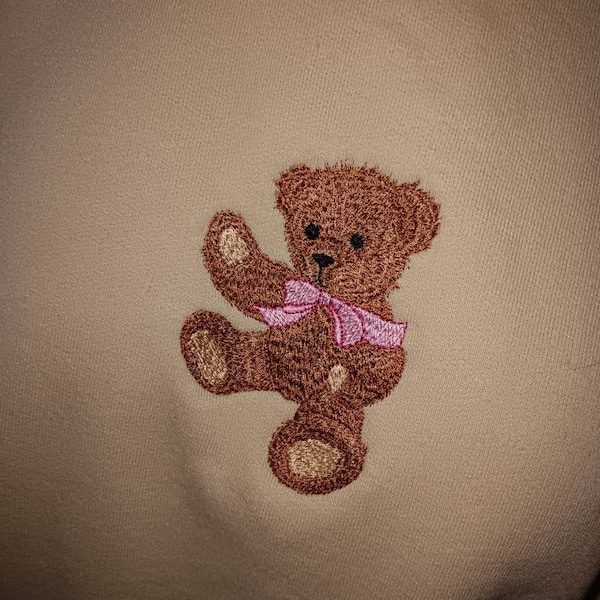 Embroidered Teddy Bear Bow Sweatshirt - Etsy