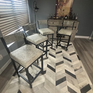 Cowhide Bar Stools / Counter Stools Adjustable Height Custom Made FP GL ...