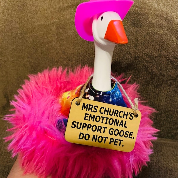 Emotional Support Desk Goose, Customized Sign, Stand for ...